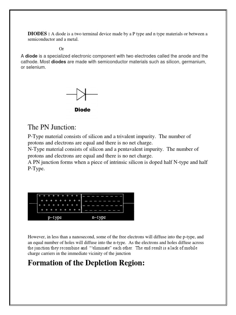 The PN Junction:: Formation of The Depletion Region | PDF | Science ...