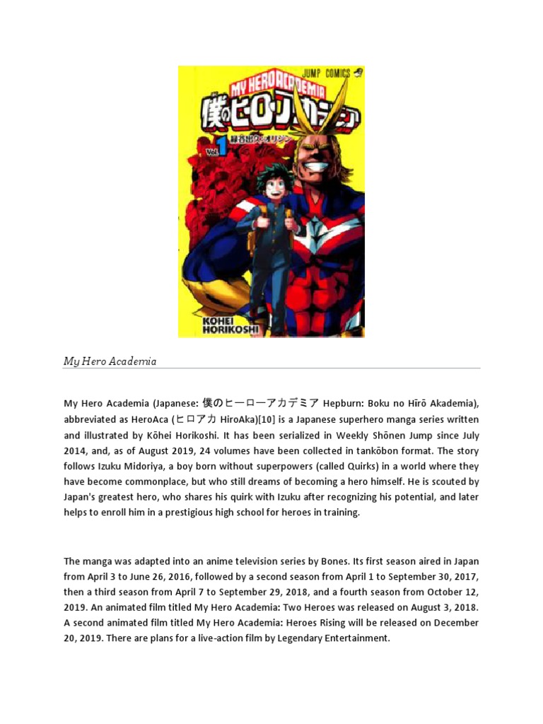 Daily Dose of Anime Series: My Hero Academia | PDF | Manga | Anime