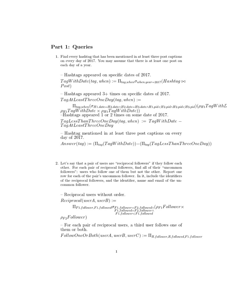 Part 1: Queries | PDF | Teaching Mathematics | Areas Of Computer Science