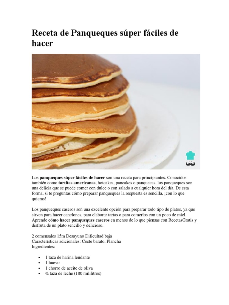 Receta de Panqueques | PDF | Tortita | Cocinando