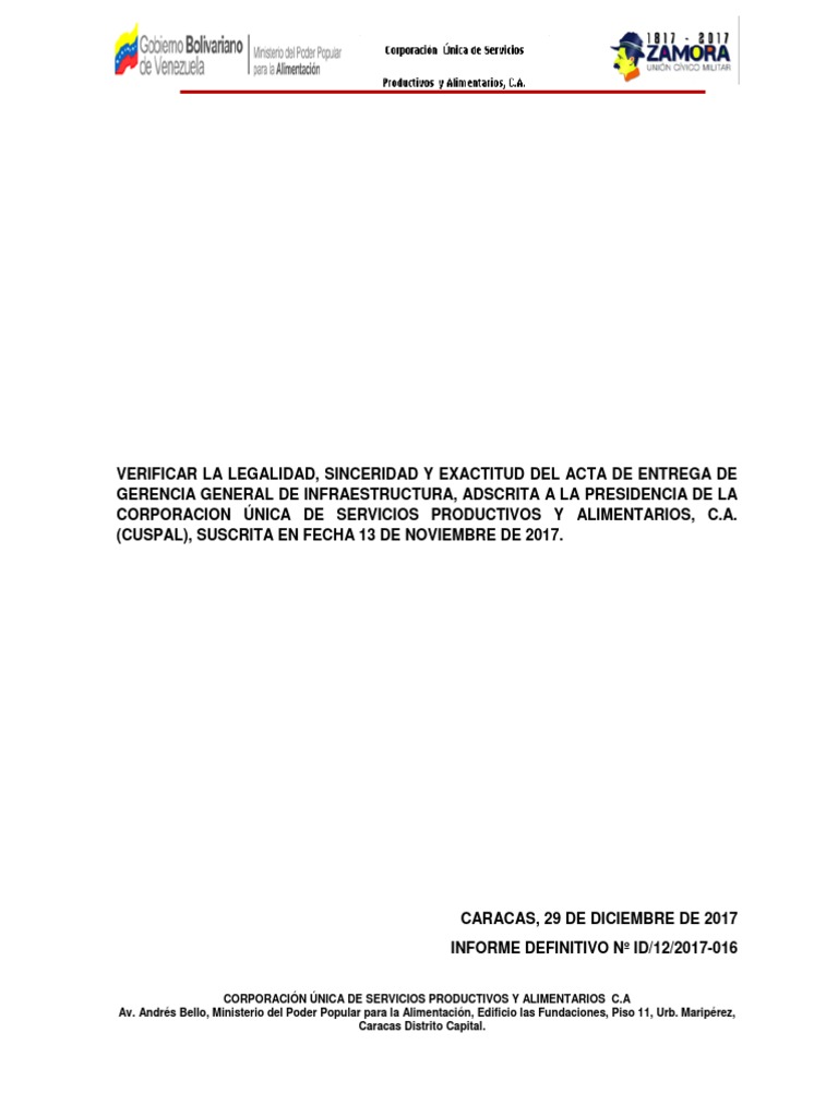 Modelo de Informe Definitivo de Auditoria | PDF | Ley procesal | Venezuela