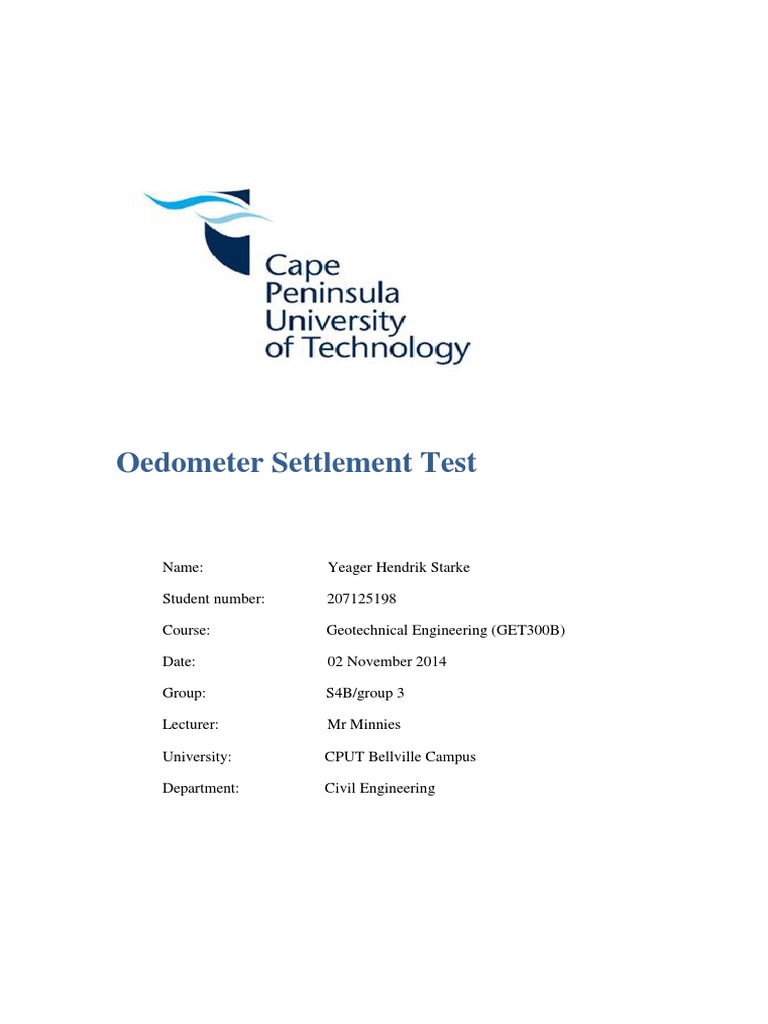 Oedometer Settlement Test | PDF | Mechanical Engineering | Applied And ...