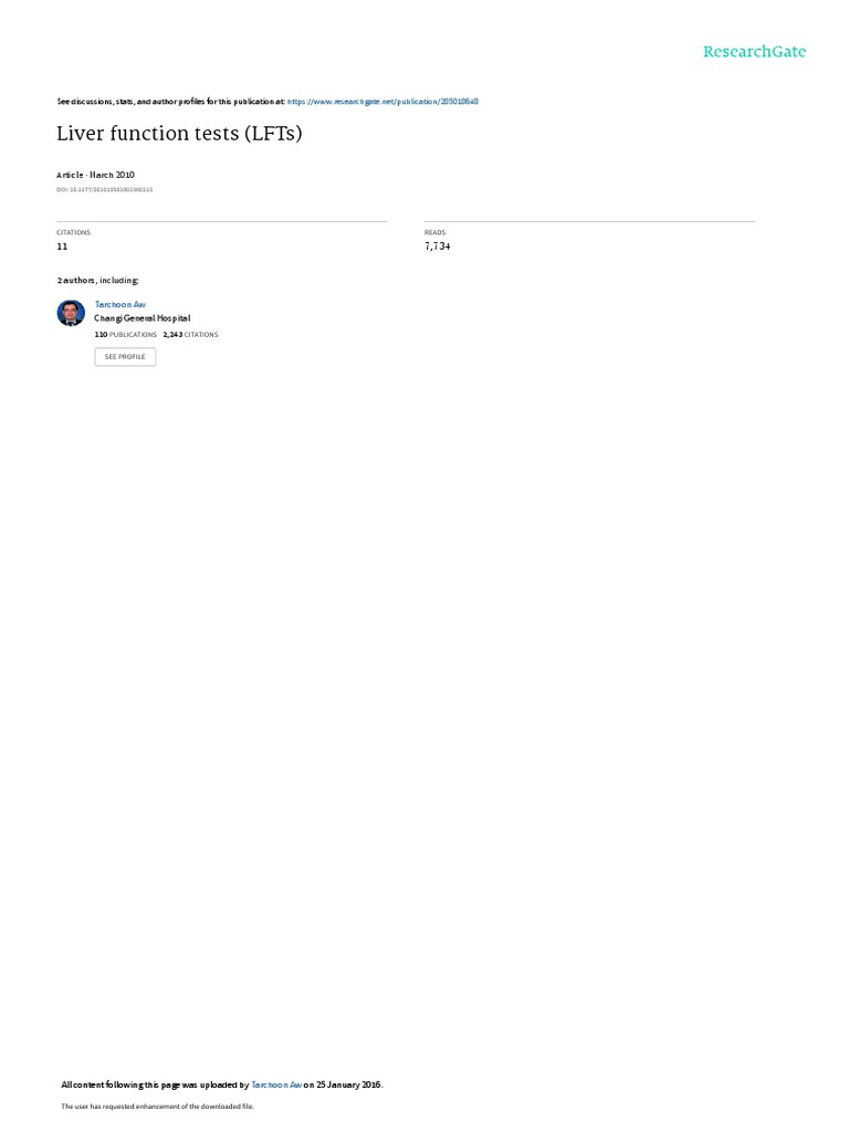 Interpretation of Liver Function Tests: An Overview of the Biomarkers ...