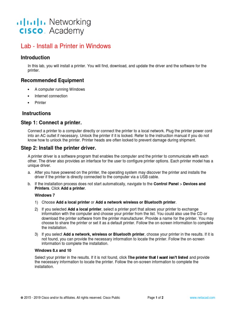 Installing a Printer in Windows | PDF | Device Driver | Microsoft Windows