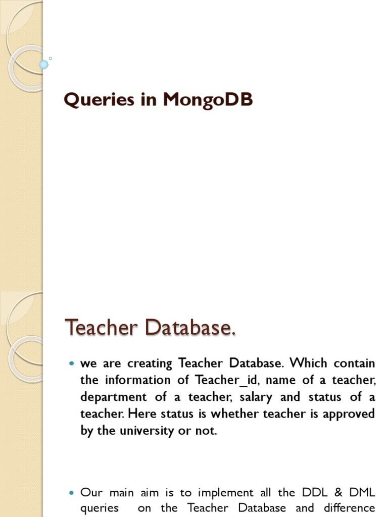A Comprehensive Comparison of CRUD Operations in SQL and MongoDB for Teacher Database Management ...