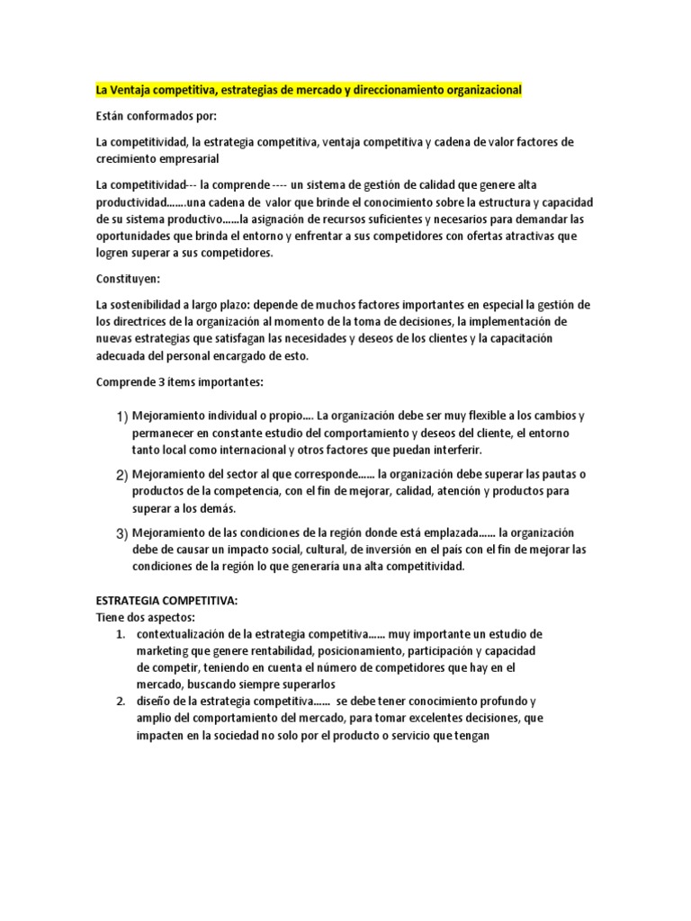 Mapa de Ventajas Competitivas | PDF | Cadena de valor | Ventaja competitiva