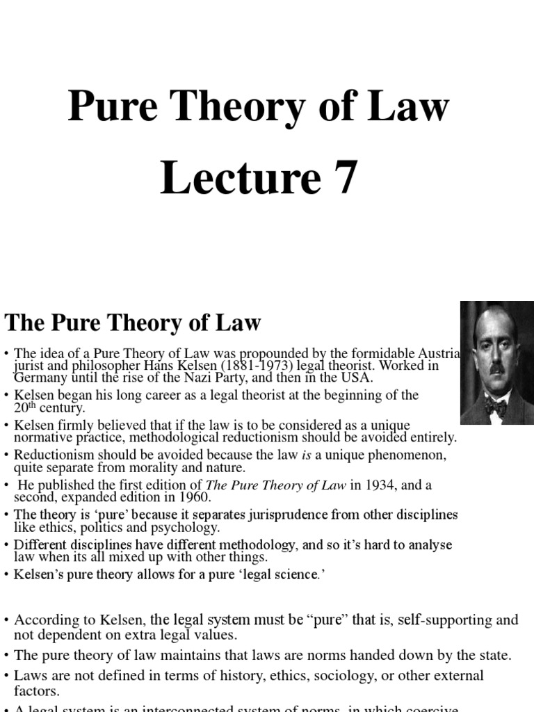 Lecture 7 - Pure Theory of Law | PDF | Jurisprudence | Metaphysics