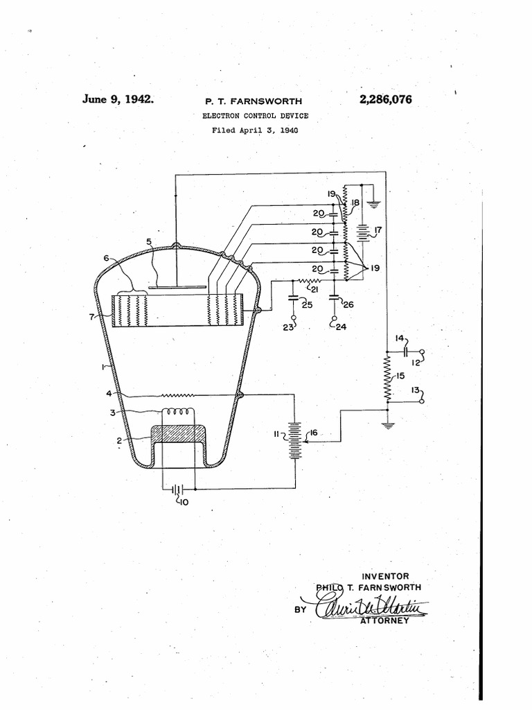 Inventor: June 9, 1942. P. T. Farnsworth | PDF | Cathode | Electric Current