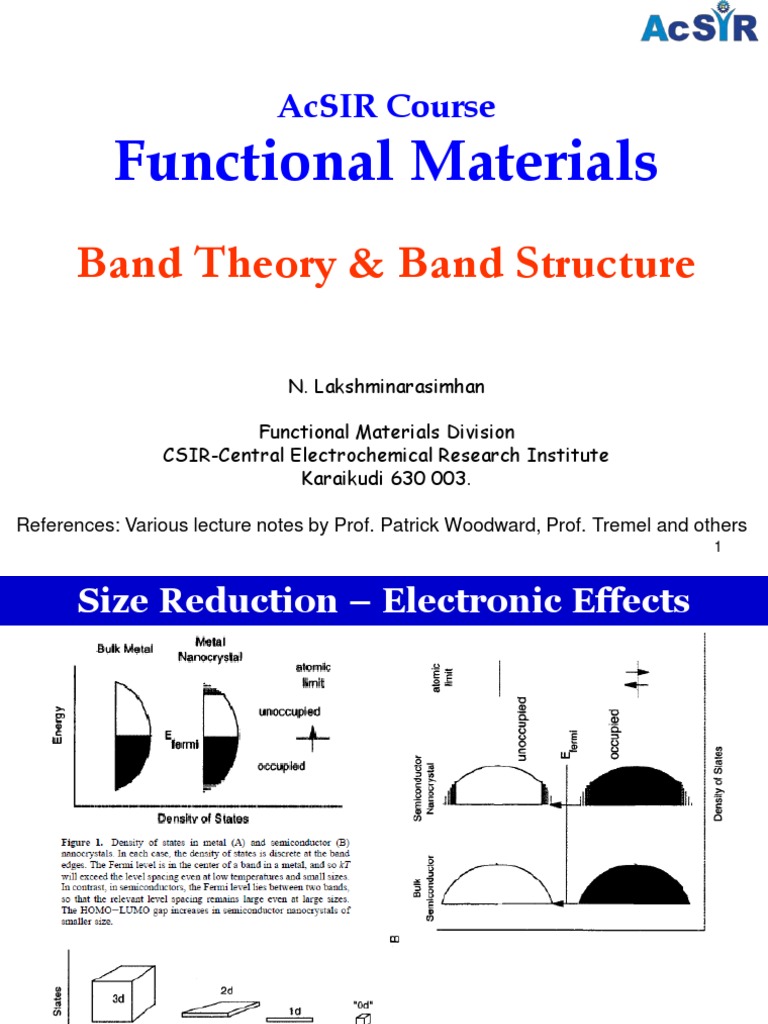Functional Materials: Band Theory & Band Structure | PDF