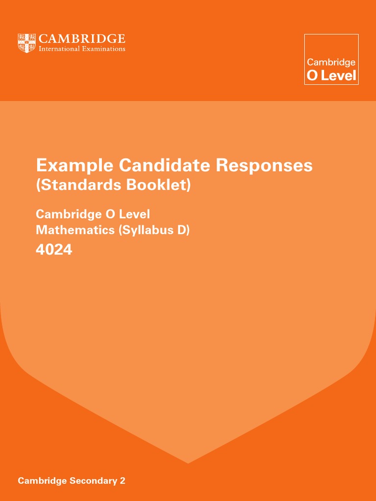 4024 Mathematics Example Candidate Responses Booklet 2014 PDF | PDF ...