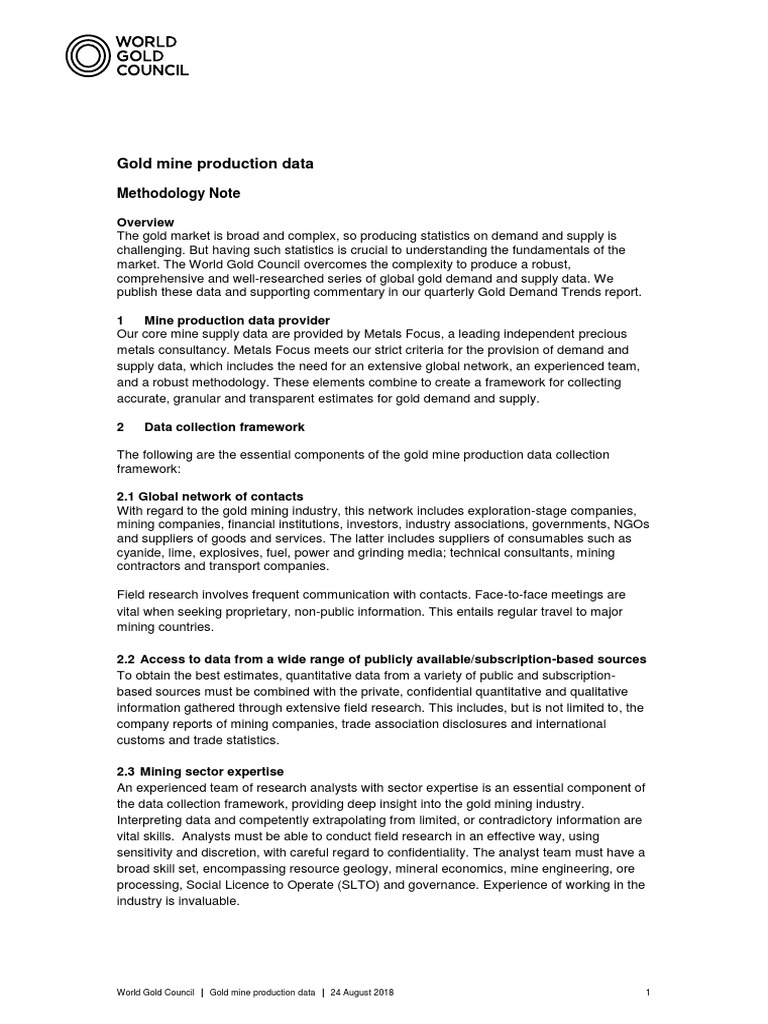 Gold Mining Production Methodology | PDF | Mining | Gold