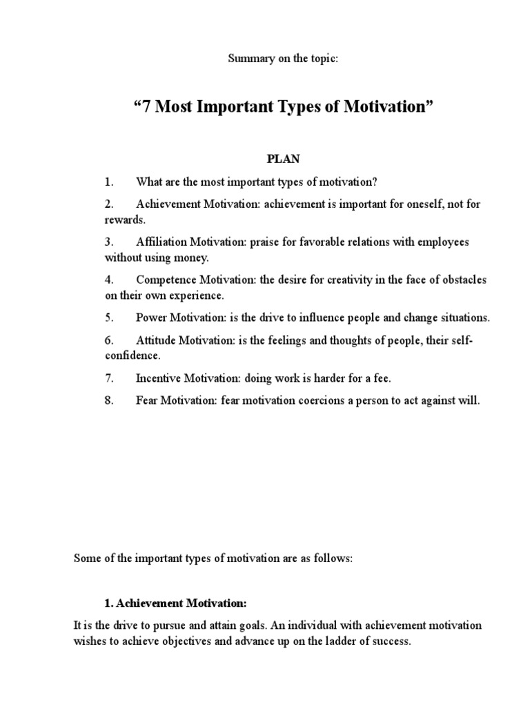 Types of Motivation | PDF | Psychological Theories | Motivation