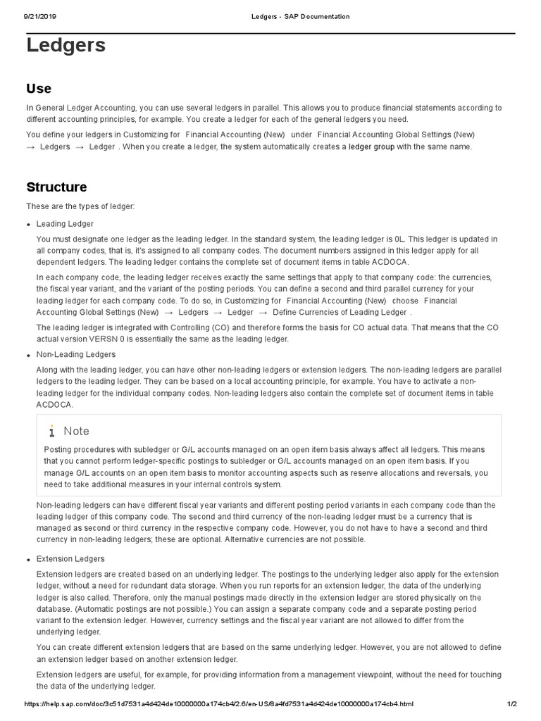 Ledgers - SAP Documentation | PDF | Financial Accounting | Accounting