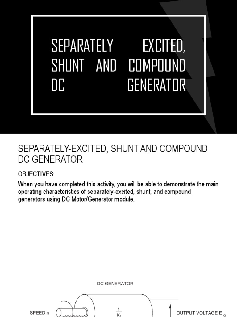 Separately Excited, Shunt and Compound DC Generator: Asdfsdfsdf ...