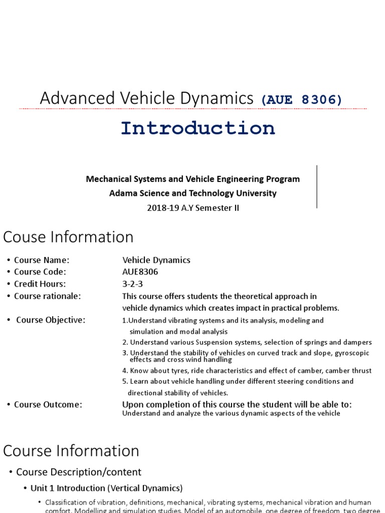 Advanced Vehicle Dynamics: Mechanical Systems and Vehicle Engineering ...