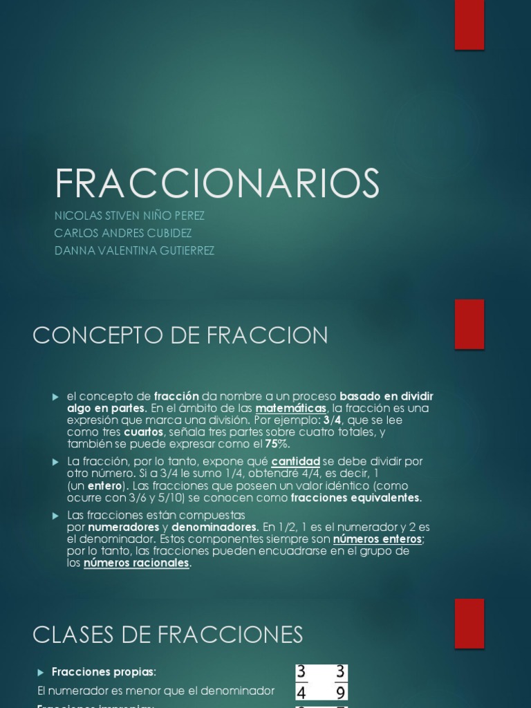 FRACCIONARIOS | PDF | Fracción (Matemáticas) | Números