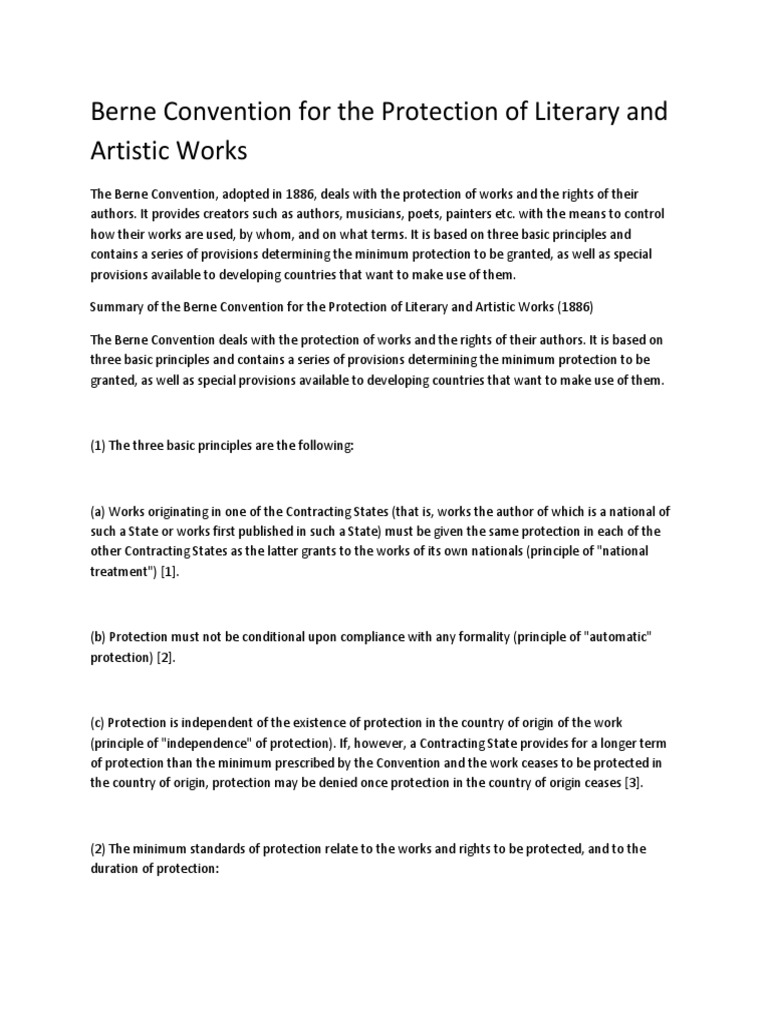 Berne Convention For The Protection of Literary and Artistic Works ...