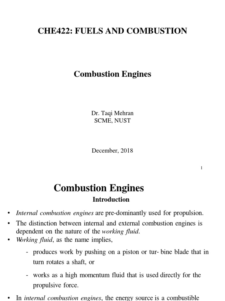 Che422: Fuels and Combustion: Dr. Taqi Mehran Scme, Nust | PDF | Rocket Engine | Internal ...