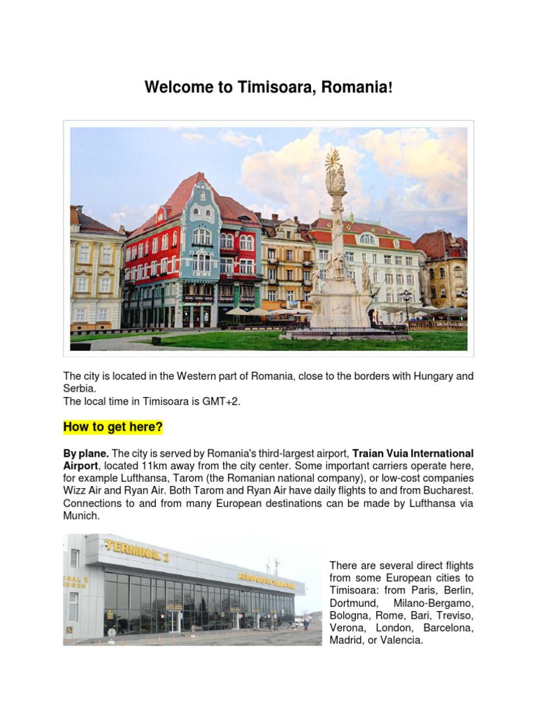 Welcome To Timisoara, Romania: How To Get Here? | PDF | Taxicab | Hostel
