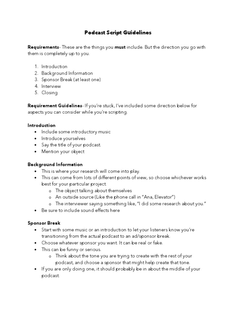 Podcast Script Guidelines | PDF | Podcast