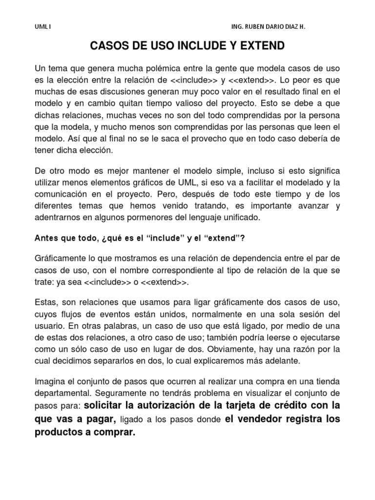 Casos de Uso: Include y Extend en UML | PDF | Caso de uso | Áreas de ...