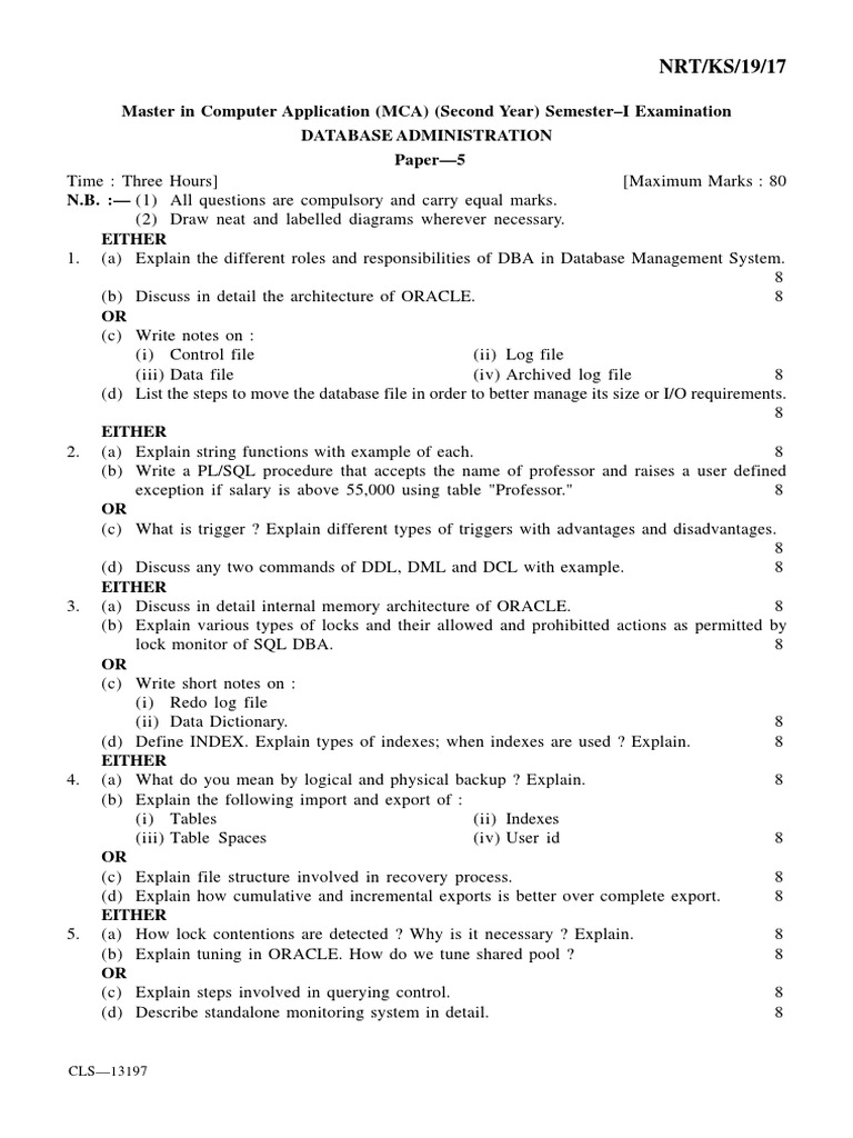 Master in Computer Application (MCA) (Second Year) Semester-I ...