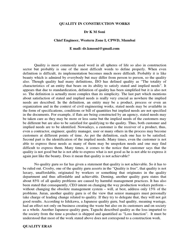 Quality in Construction Works | PDF | Specification (Technical Standard ...