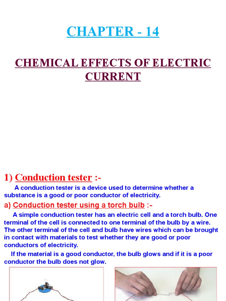 Chapter - 14: Chemical Effects of Electric Current | PDF | Electric Current | Electrical Conductor