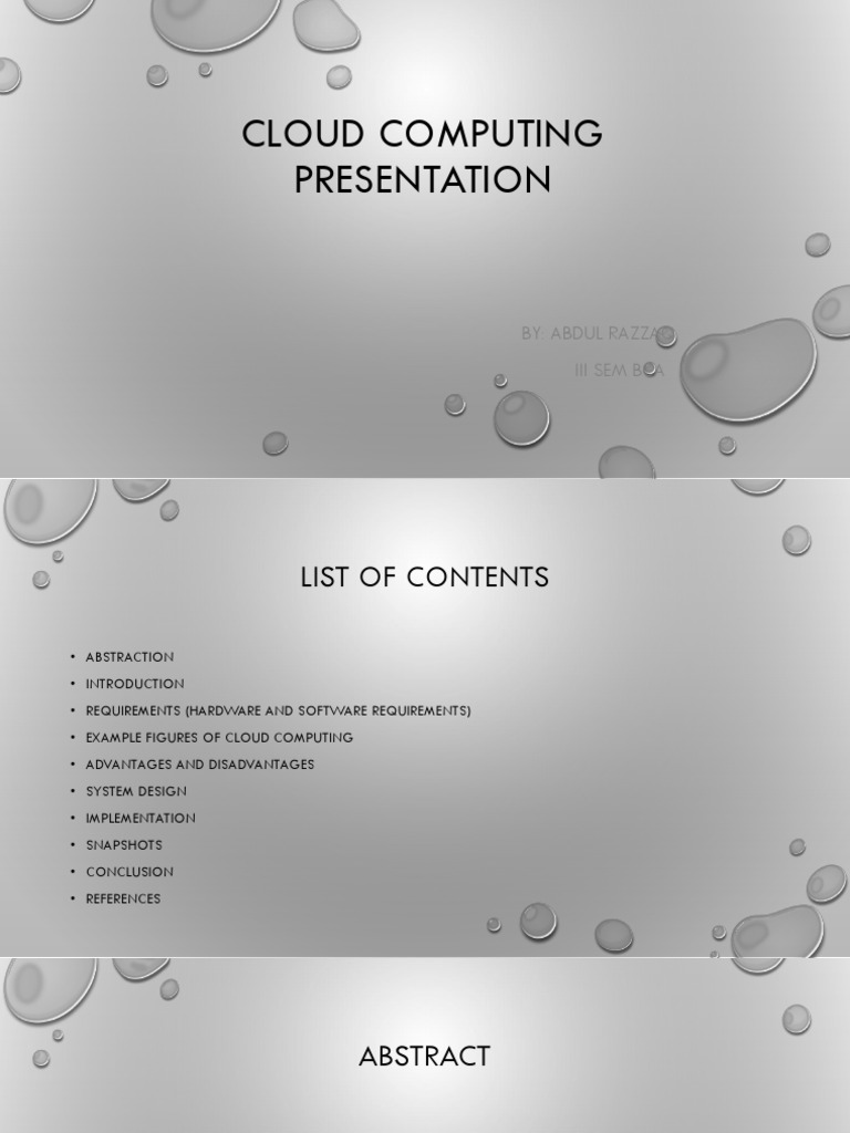 Cloud Computing Presentation: By: Abdul Razzaq Iii Sem Bca | PDF | Software As A Service | Cloud ...