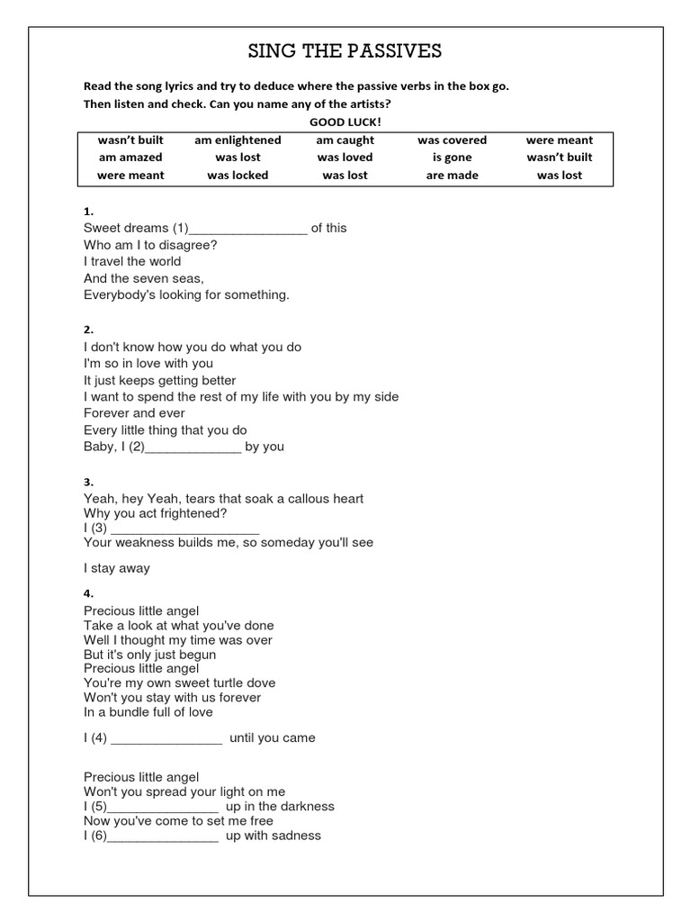 Songs To Practice Passive Voice | PDF