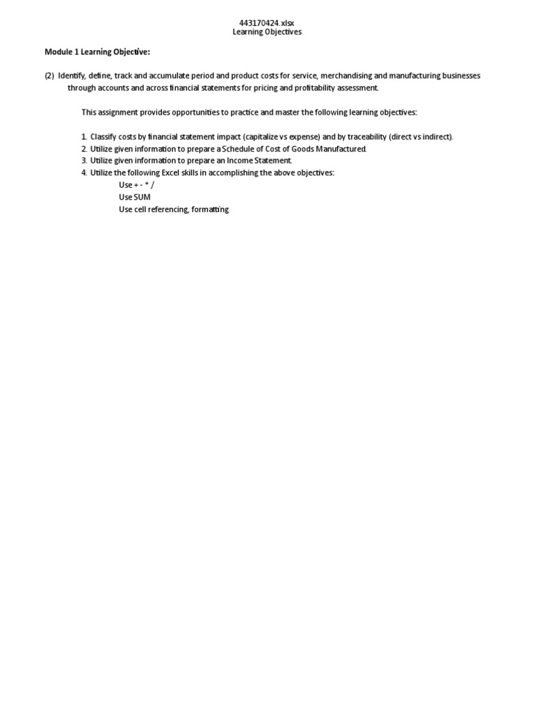 Module 1 Learning Objective | PDF | Cost Of Goods Sold | Expense