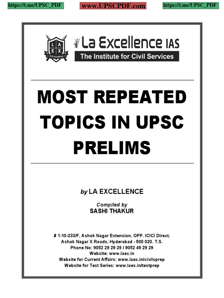 UPSC Prelims Most Repeated Topics | PDF | Government Of India | Government