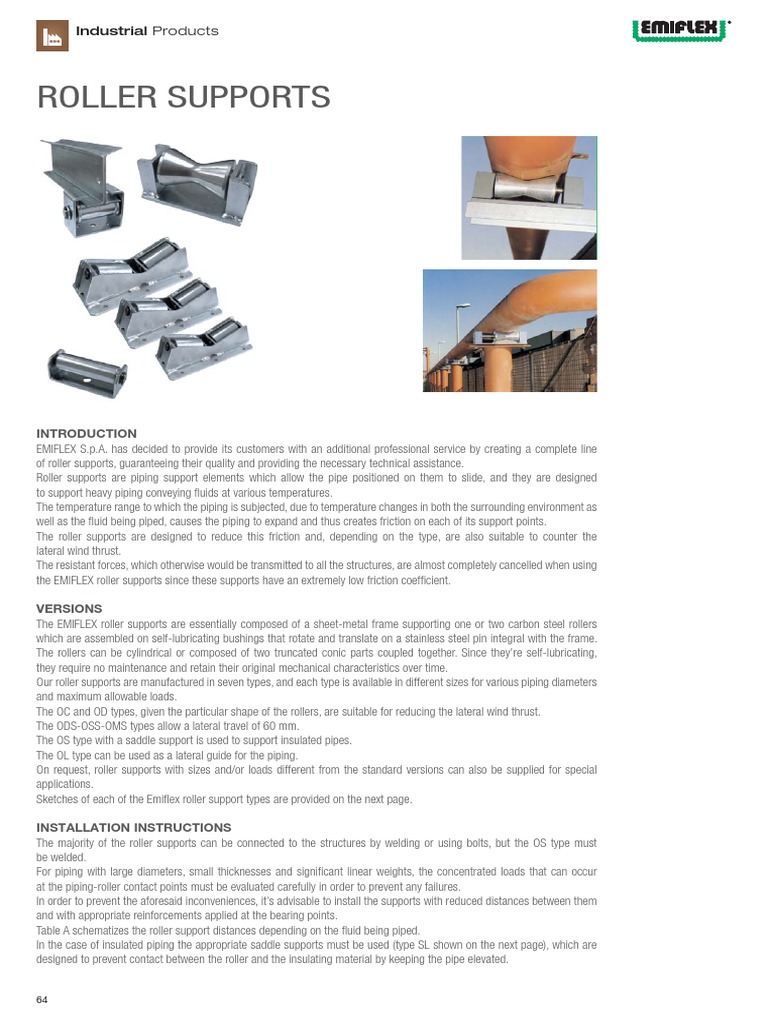Roller Supports Guide Industrial Piping | PDF | Pipe (Fluid Conveyance ...