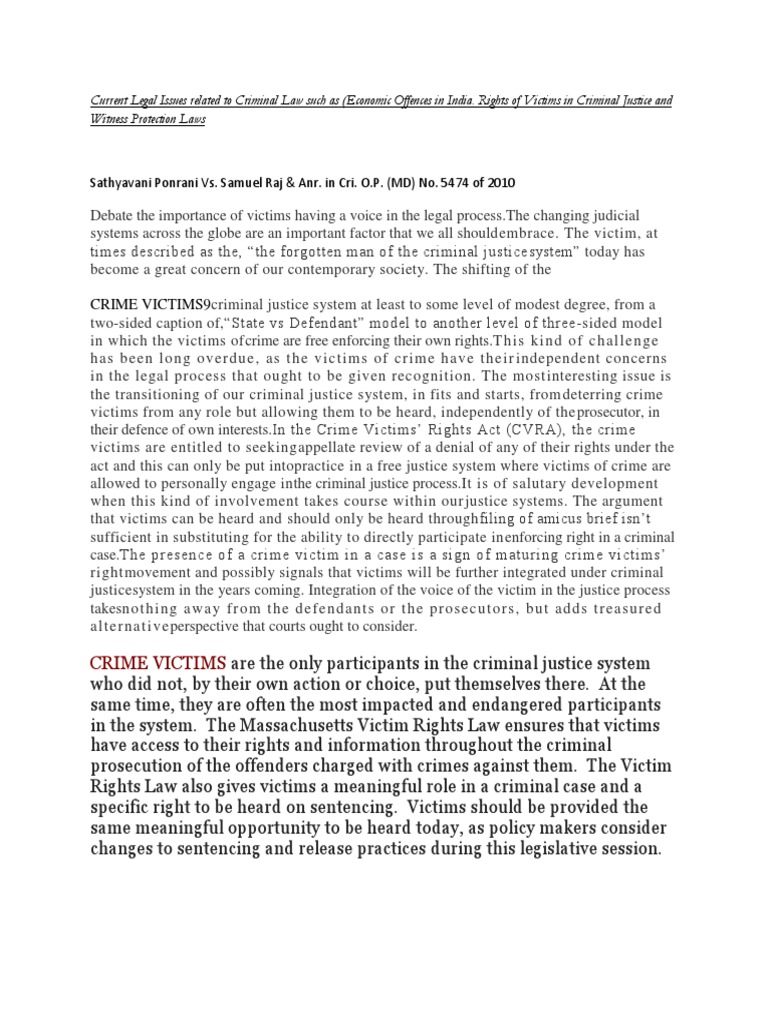 The Evolving Role of Victims in the Criminal Justice System and the Use ...