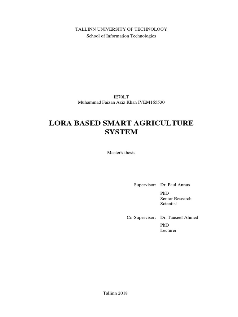 Design and Implementation of a LoRa-Based Smart Agriculture Monitoring System | PDF | Wireless ...