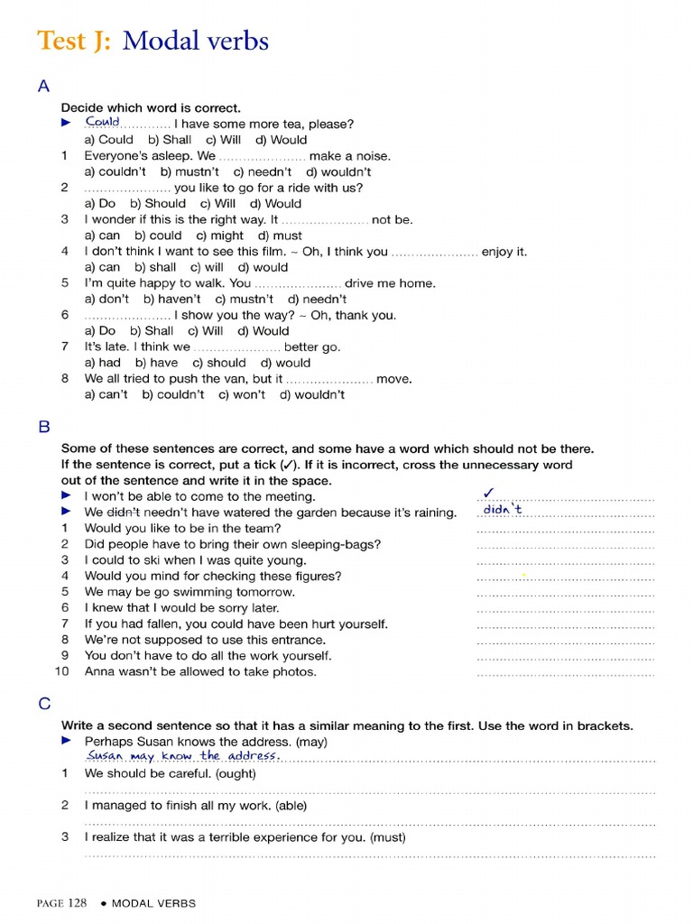 Modal Verbs - Test | PDF