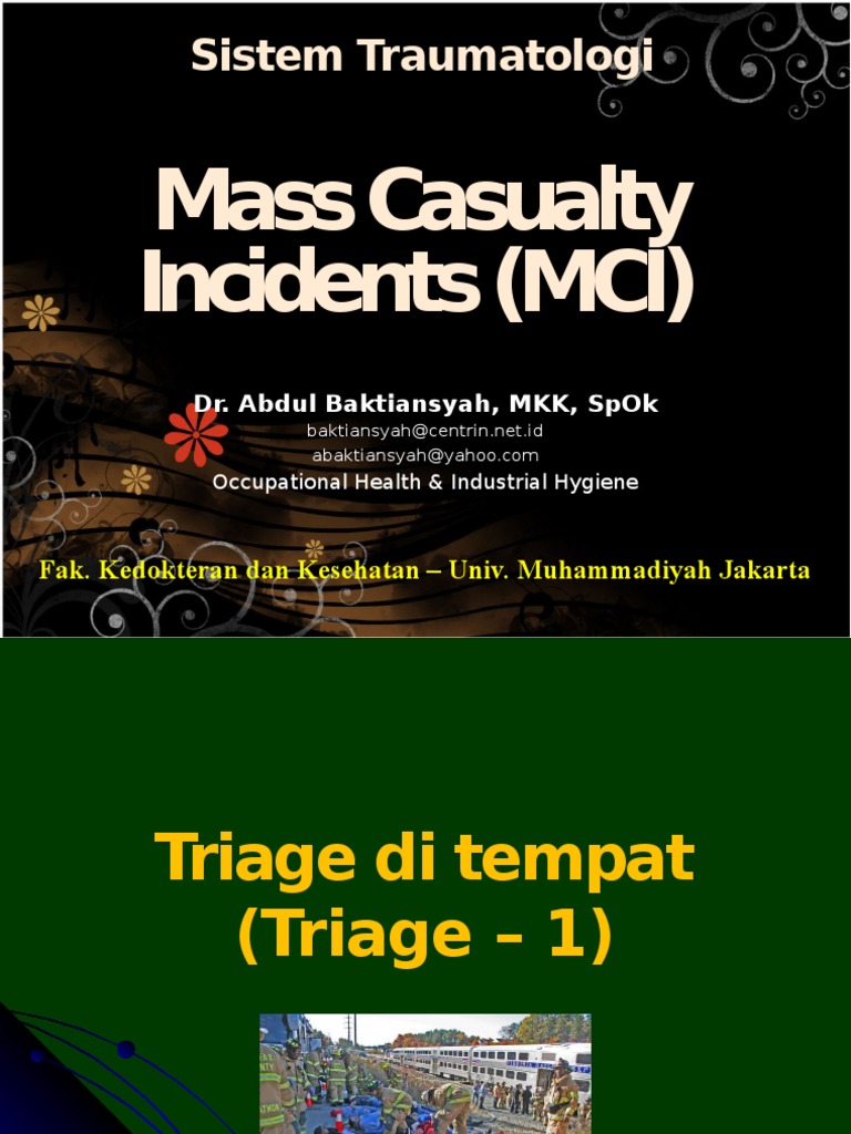 Mass Casualty Incidents (MCI) : Sistem Traumatologi | PDF | Traumatic ...