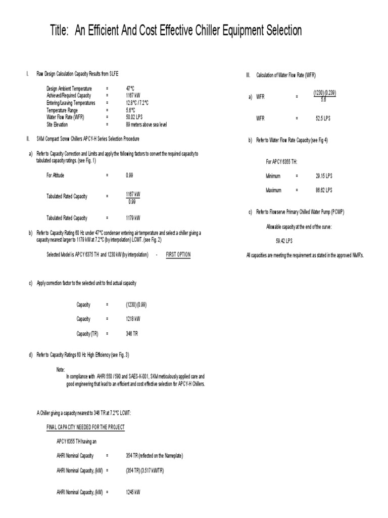 Chiller Selection Model | PDF | Energy Technology | Chemical Engineering