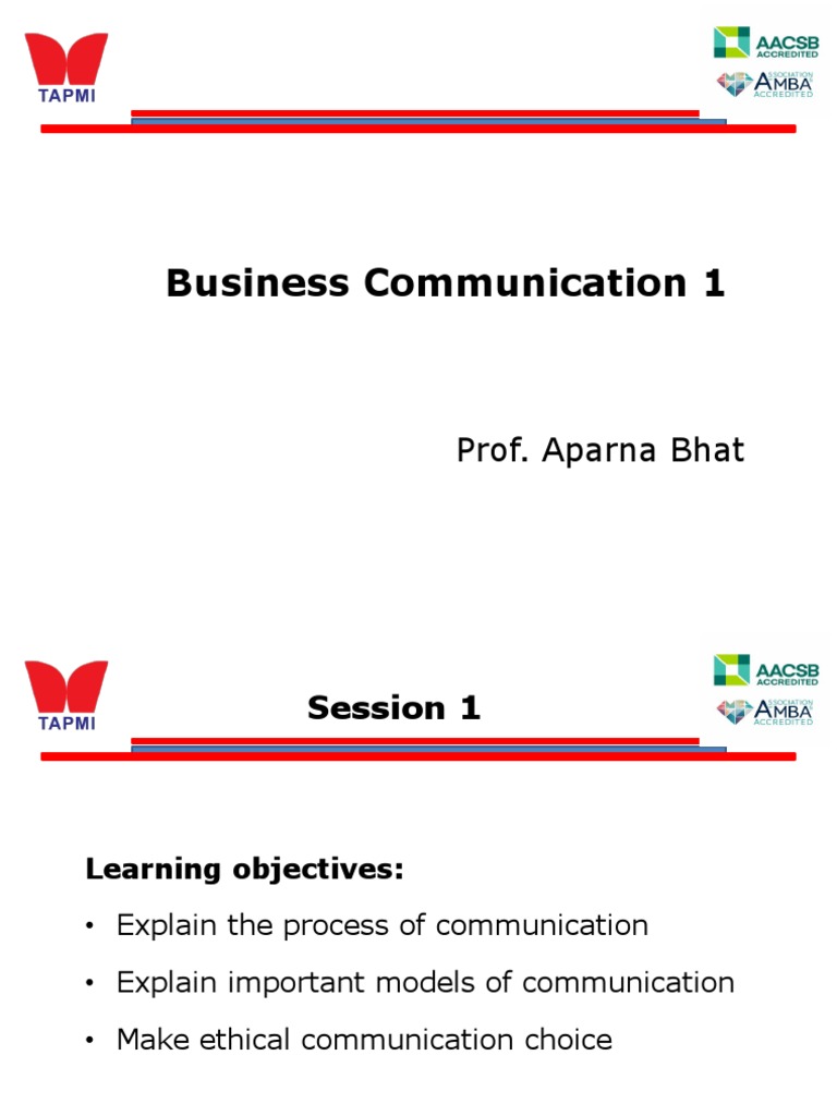 Business Communication 1: Prof. Aparna Bhat | PDF | Communication ...
