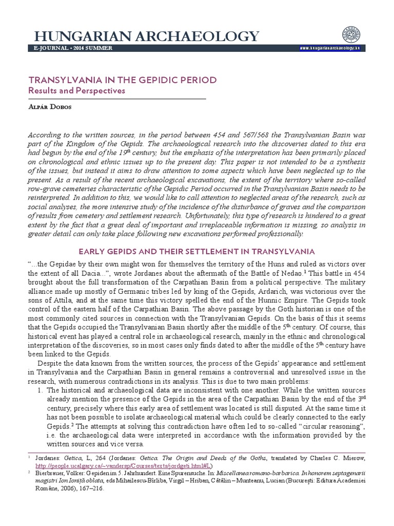 Gepidic Transylvania: Archaeological Insights | PDF