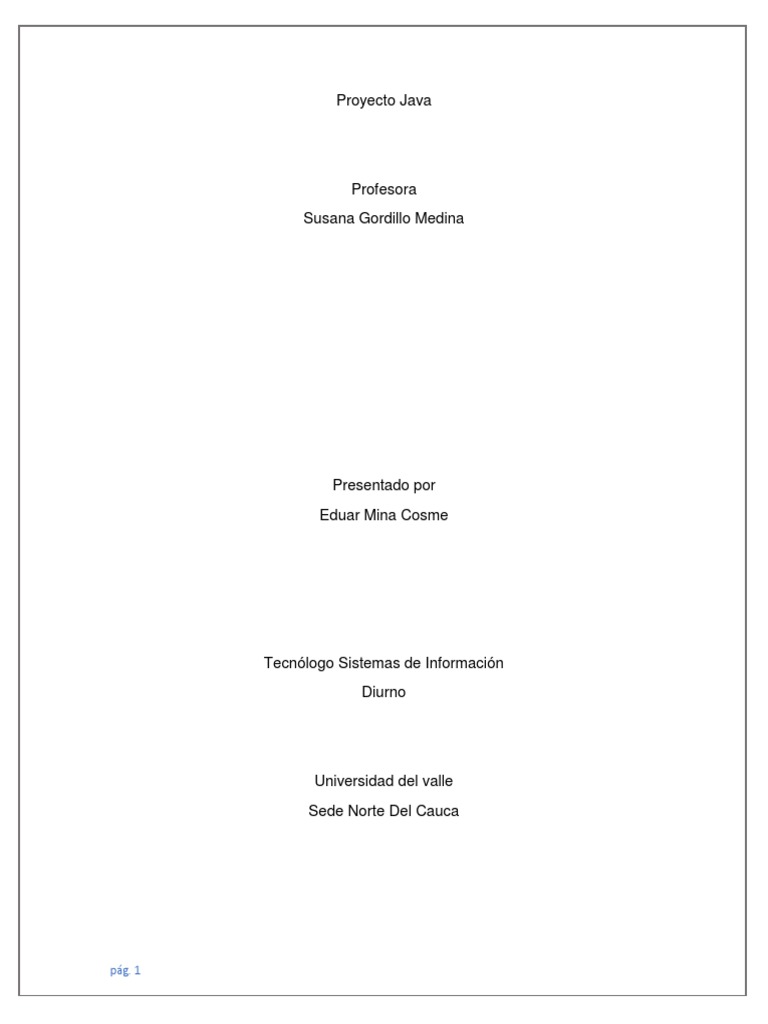 Informe Proyecto Java | PDF | Java (lenguaje de programación) | Multimedia