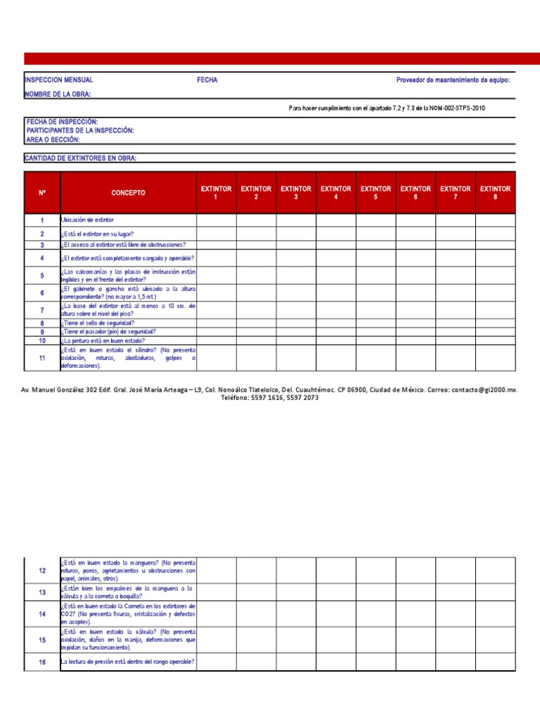 Check List de Inspeccion de Extintores | PDF | Naturaleza