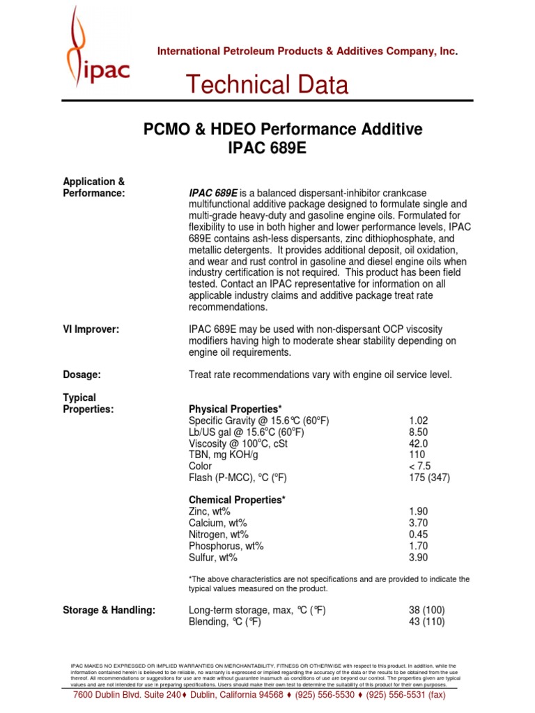 Ipac 689e Pds 7sr171 | PDF | Motor Oil | Liquids