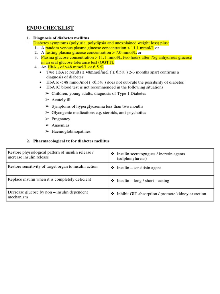 Endo Checklist | PDF | Hyperthyroidism | Hypoglycemia
