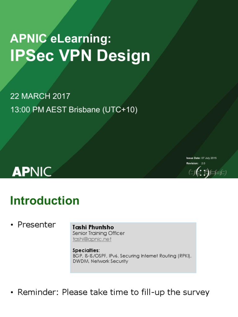 Apnic Elearning:: Ipsec VPN Design | PDF | Virtual Private Network ...