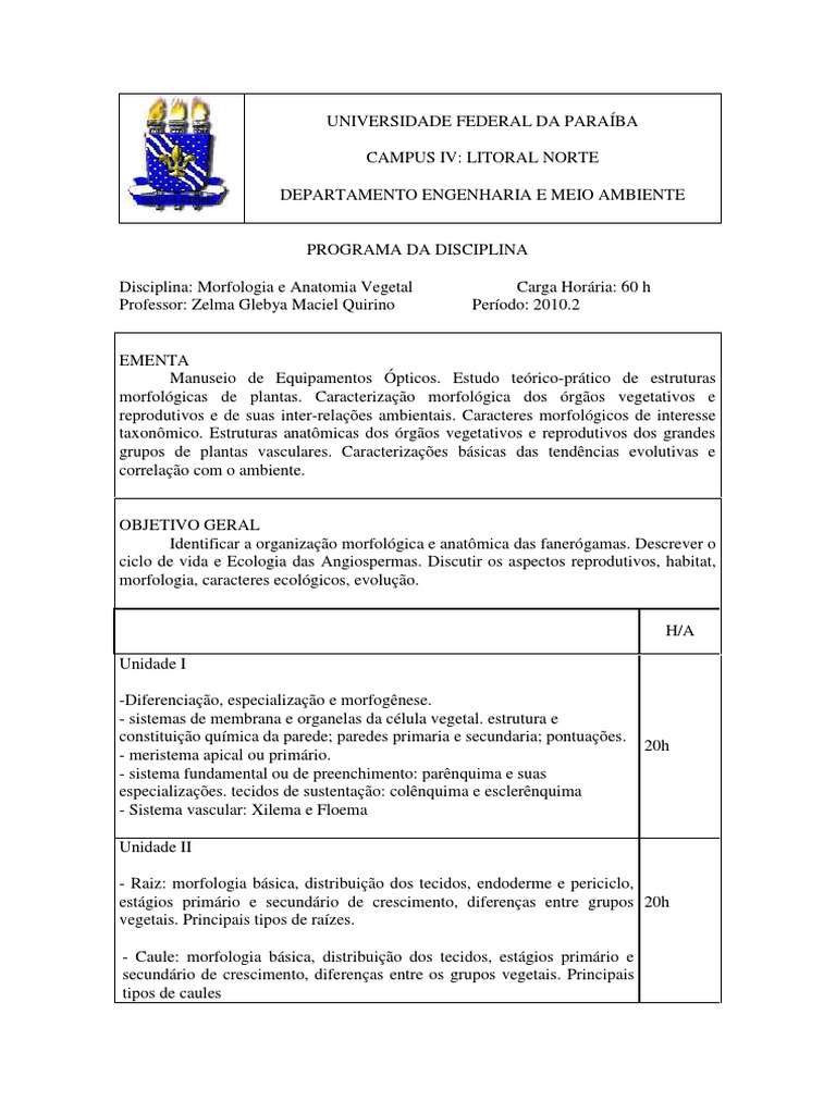 Morfologia e Anatomia Vegetal PDF | PDF | Morfologia vegetal | Raiz