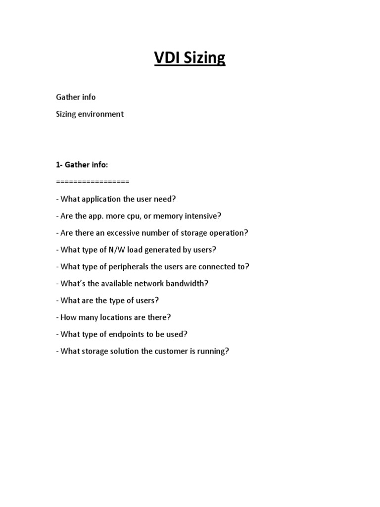 VDI Sizing Guide | PDF | Desktop Virtualization | Random Access Memory