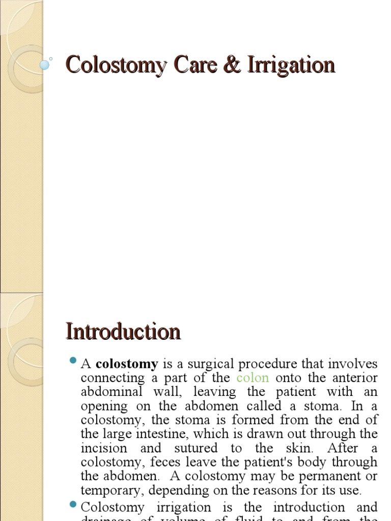 Colostomy Care & Irrigation | PDF | Gastroenterology | Medical Specialties