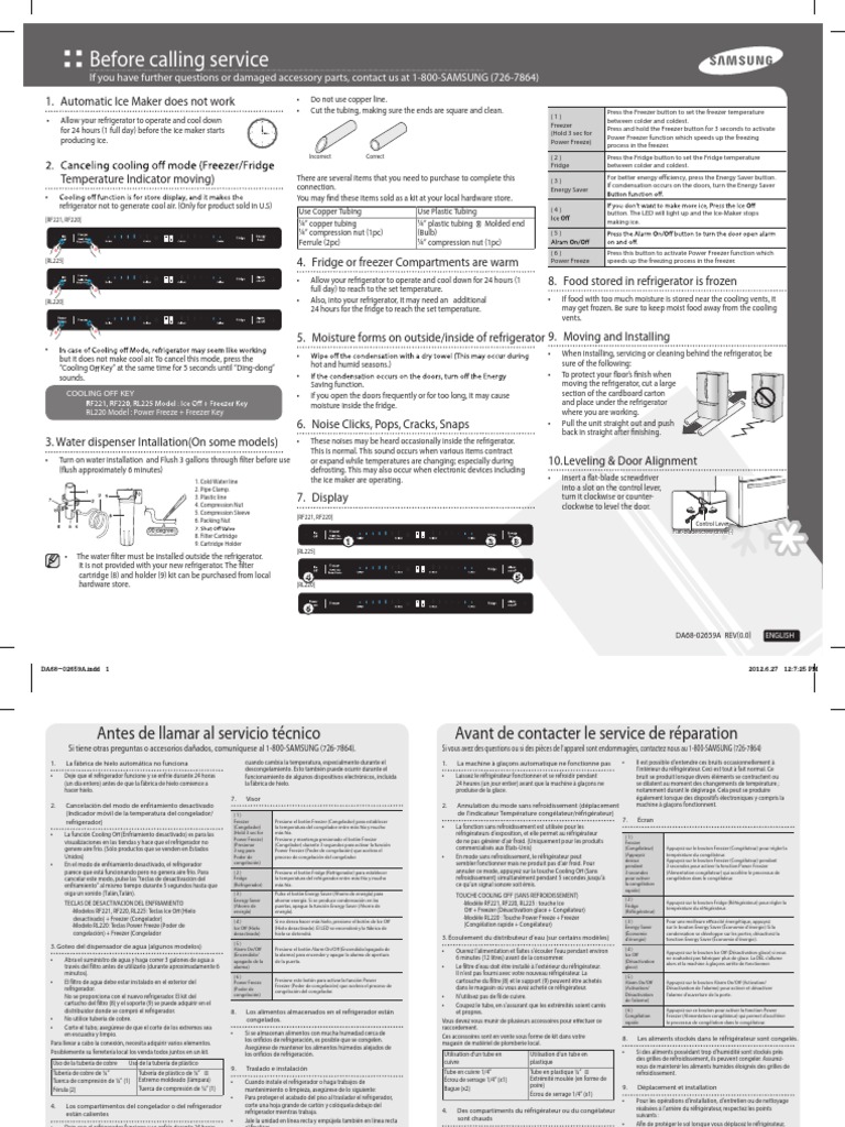 Refri Samsung Da68-02659a Rev 00 Quick Guide Ibaci en | PDF ...