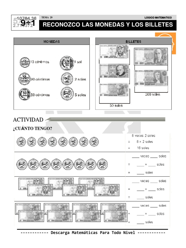 29 Reconozco Las Monedas y Los Billetes Segundo de Primaria | PDF ...